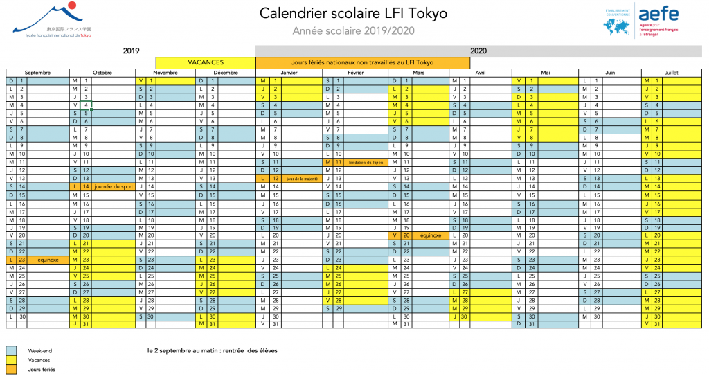 School Holidays 2019-2020 - FLT-Fapee : LFI Tokyo Families Association